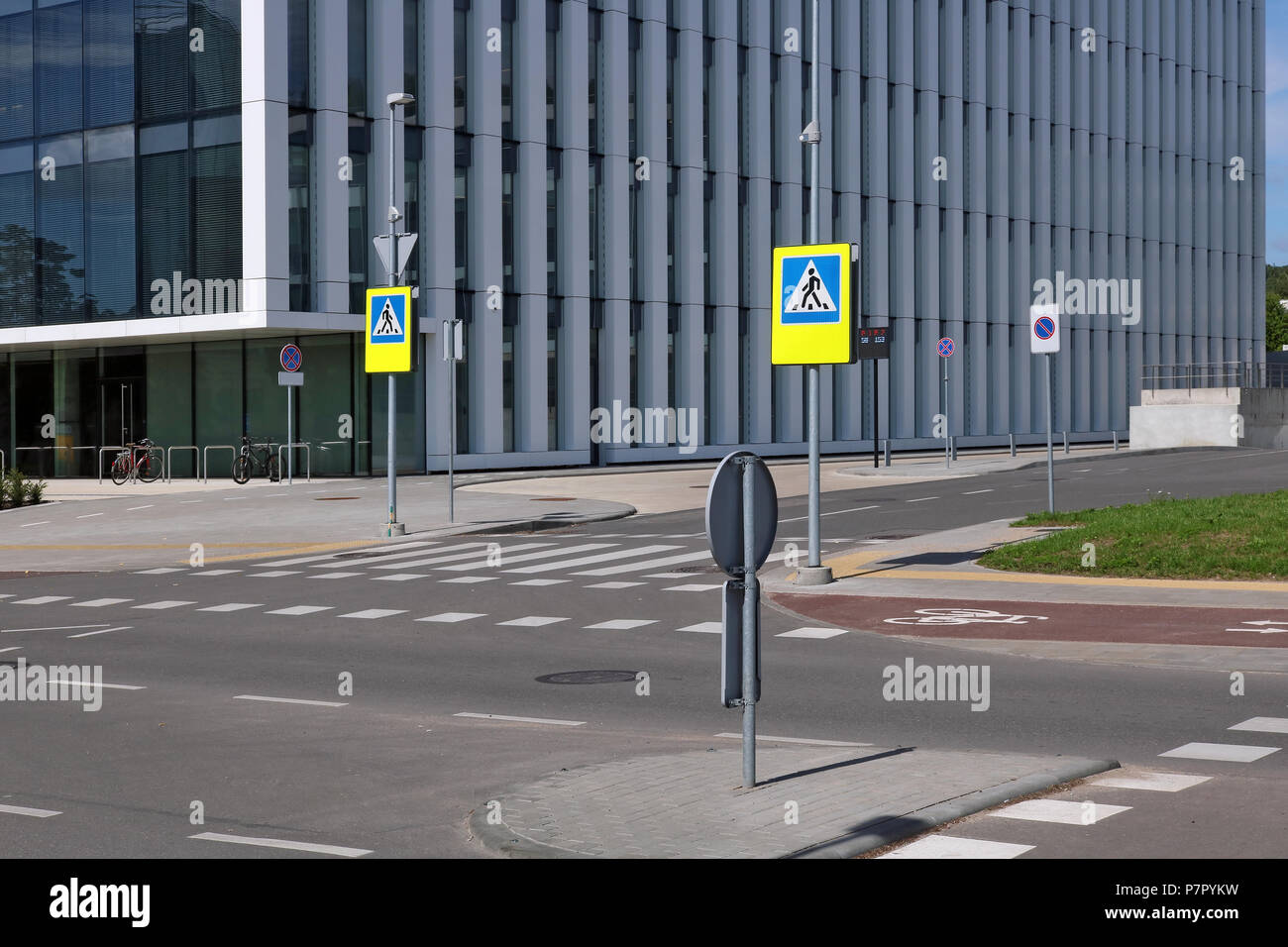 Metal terminals for bicycle parking, intersection and cycle track near ...