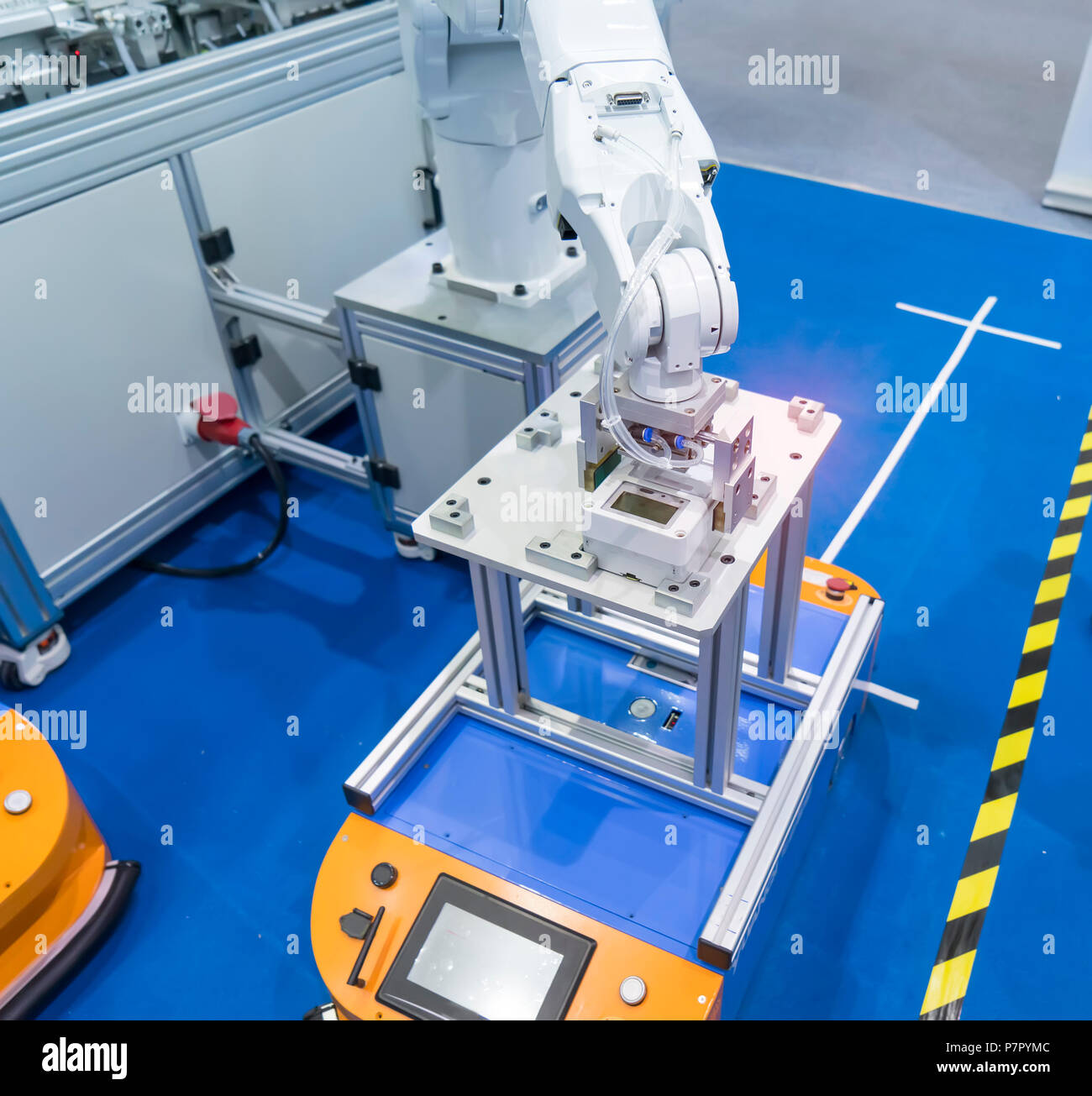 robotic machine tool in industrial manufacture plant,Smart factory ...