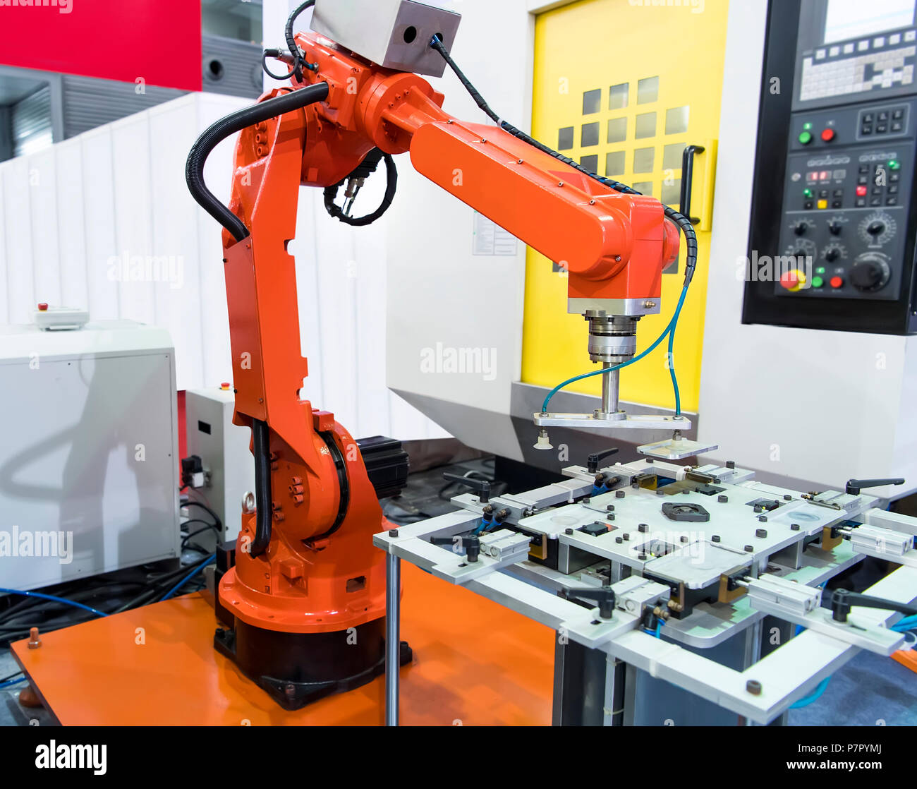 robotic machine tool in industrial manufacture plant,Smart factory ...