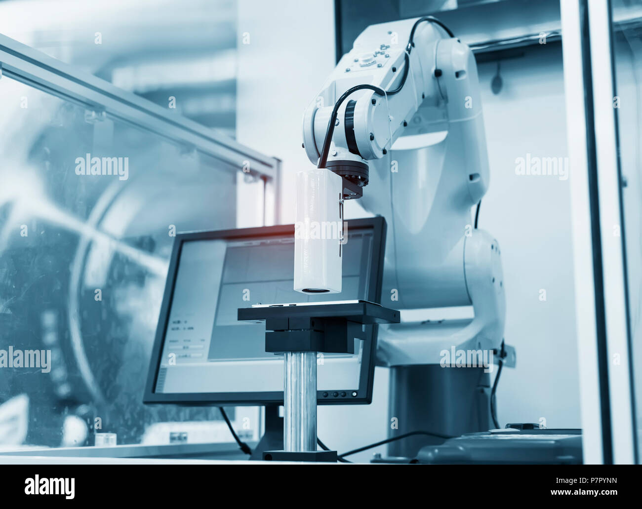 Robotic vision sensor camera system in phone intellegence factory Stock ...