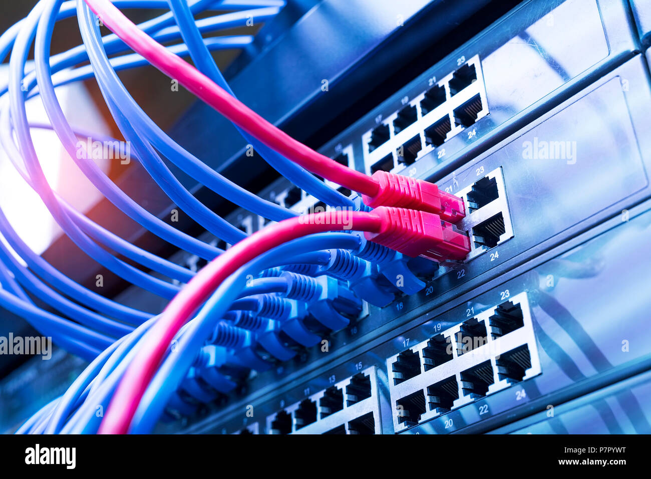 ethernet cable on network switches background Stock Photo - Alamy