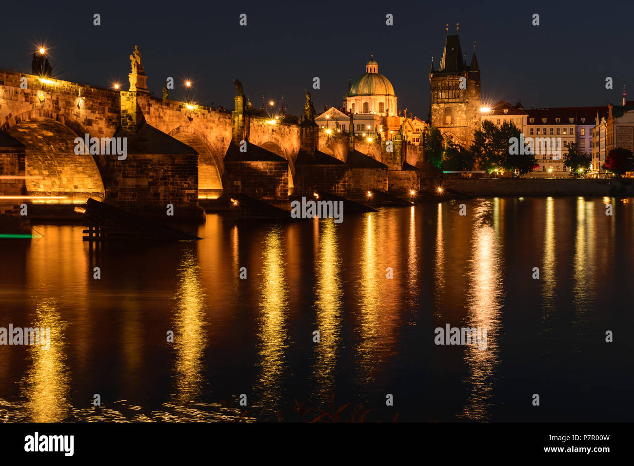 Charles Bridge in Prague After the Sunset Stock Photo - Alamy