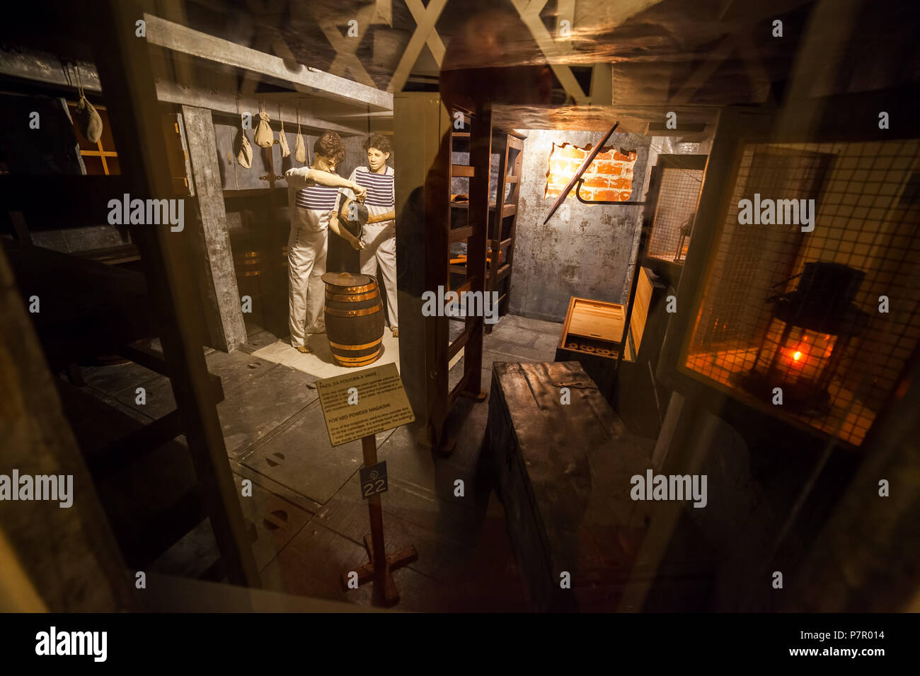 Fragata D. Fernando II e Gloria ship museum interior, gun powder ...