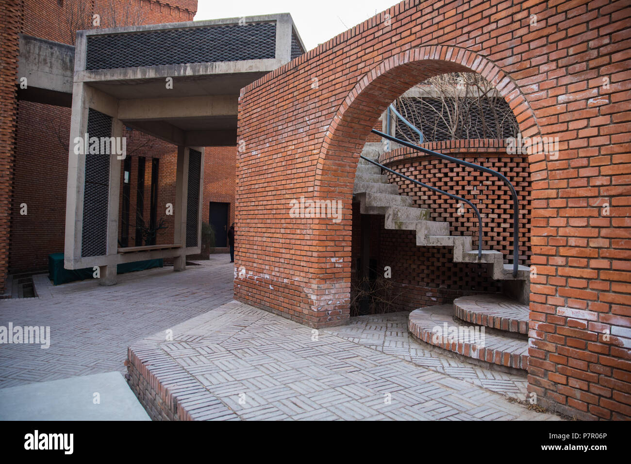 red brick architecture, brick art in Beijing China Stock Photo - Alamy