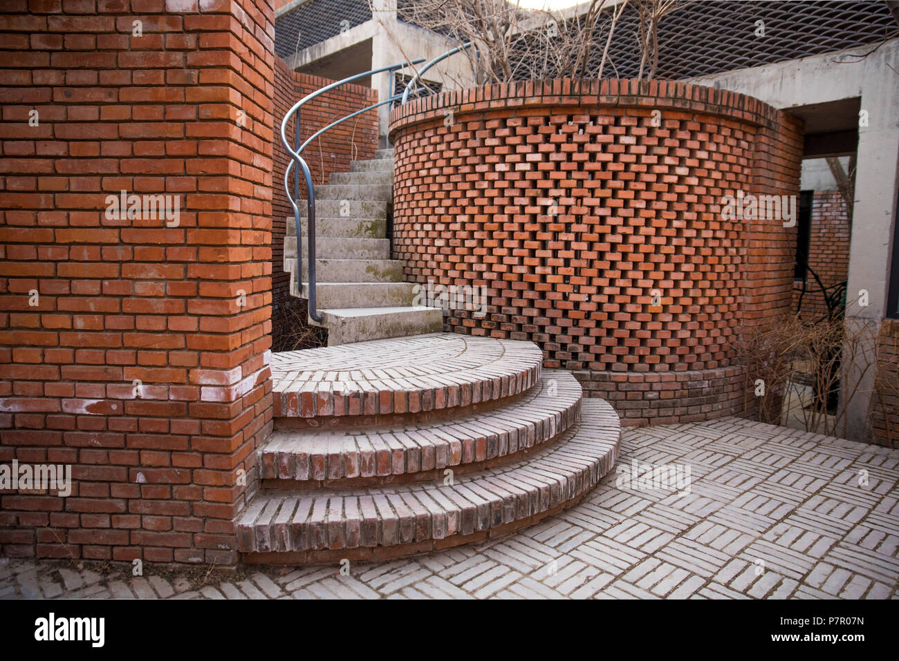 red brick architecture, brick art in Beijing China Stock Photo - Alamy