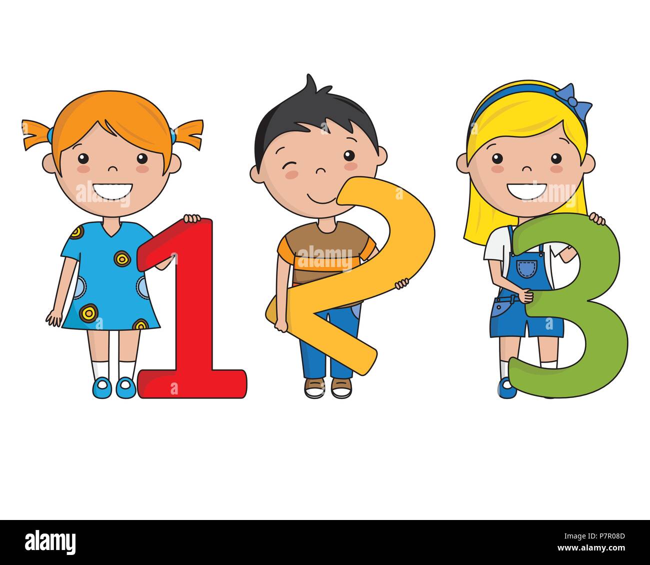 happy children with numbers. Vector isolated Stock Vector Image & Art ...