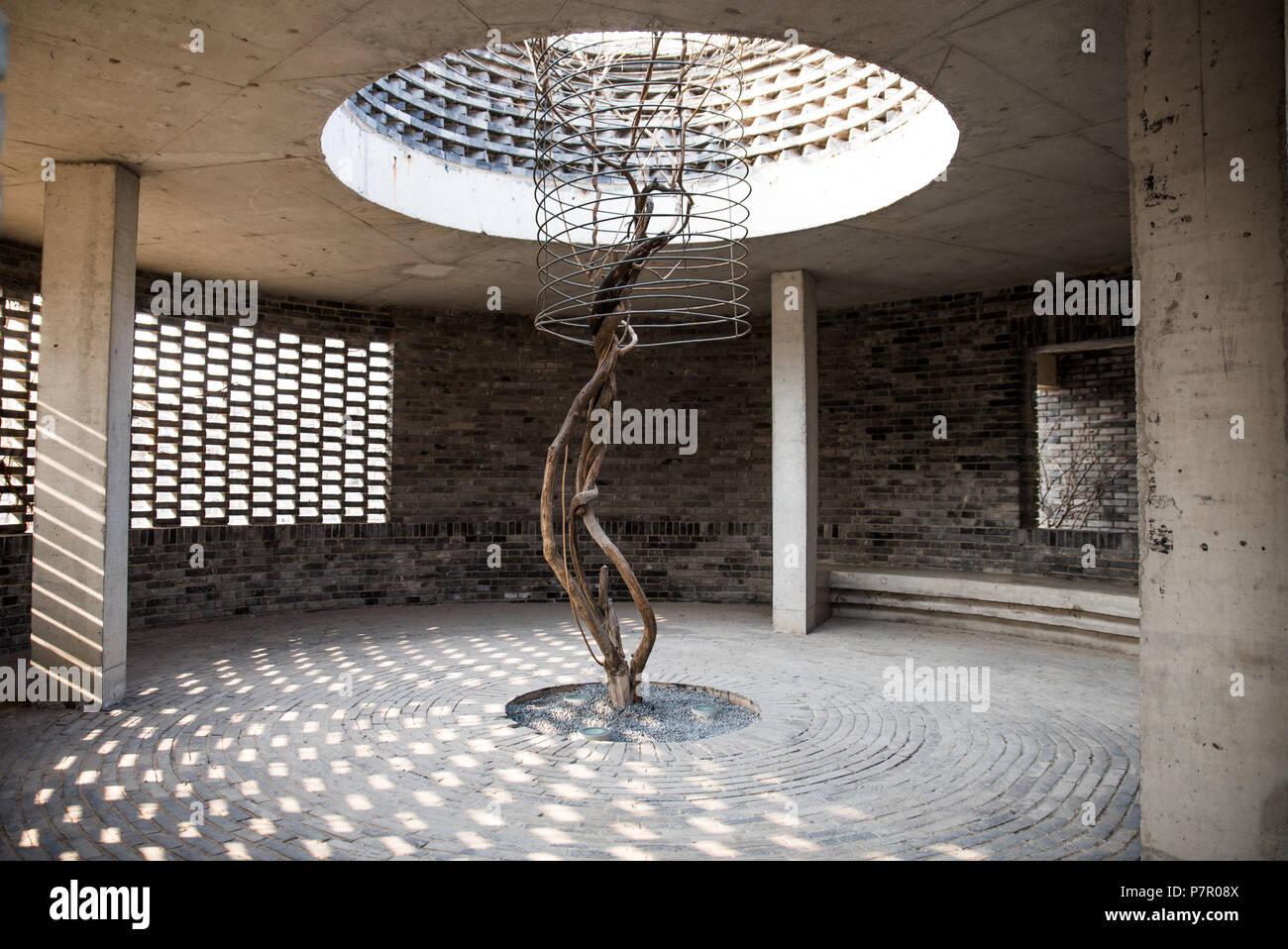 red brick architecture, brick art in Beijing China Stock Photo - Alamy