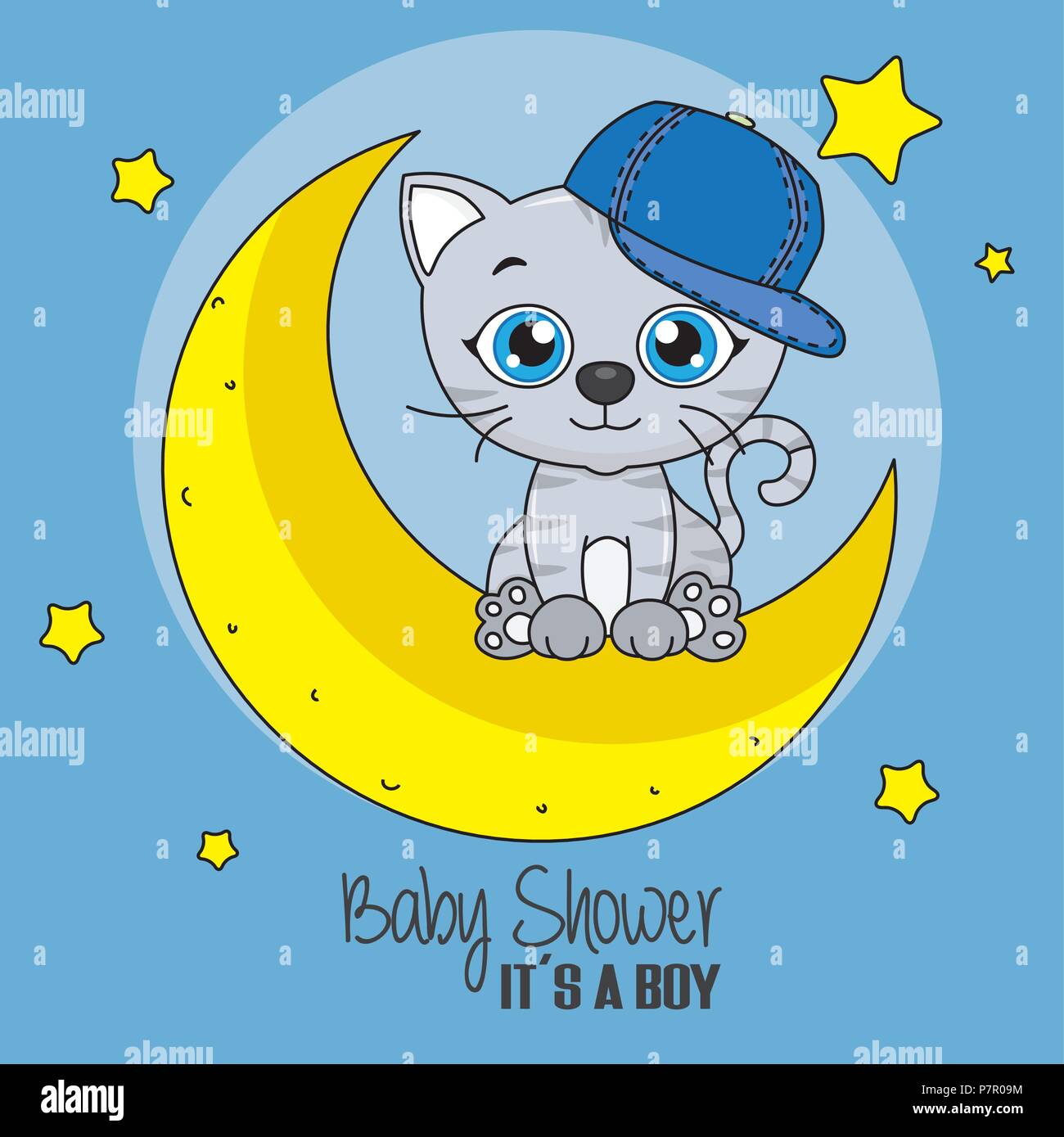 Cute cartoon cat on a moon Stock Vector Image & Art - Alamy