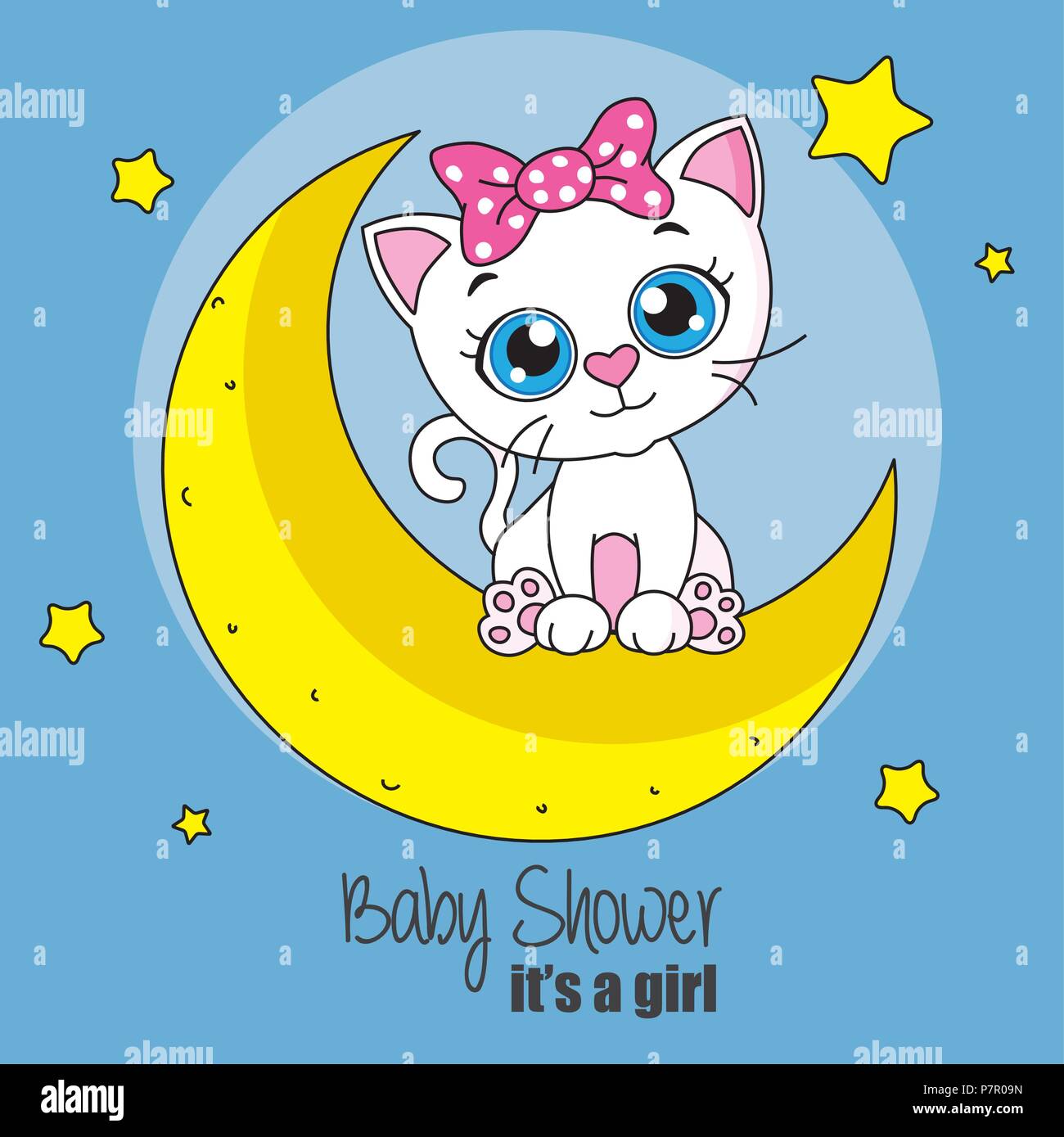 Cute cartoon cat on a moon Stock Vector Image & Art - Alamy