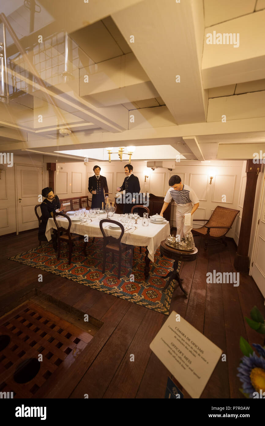 Fragata D. Fernando II e Gloria ship interior, officer's mess, frigate ...