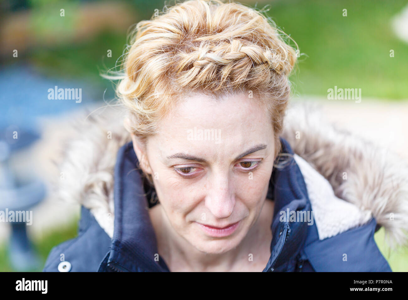 Blonde woman eyes look hi-res stock photography and images - Alamy