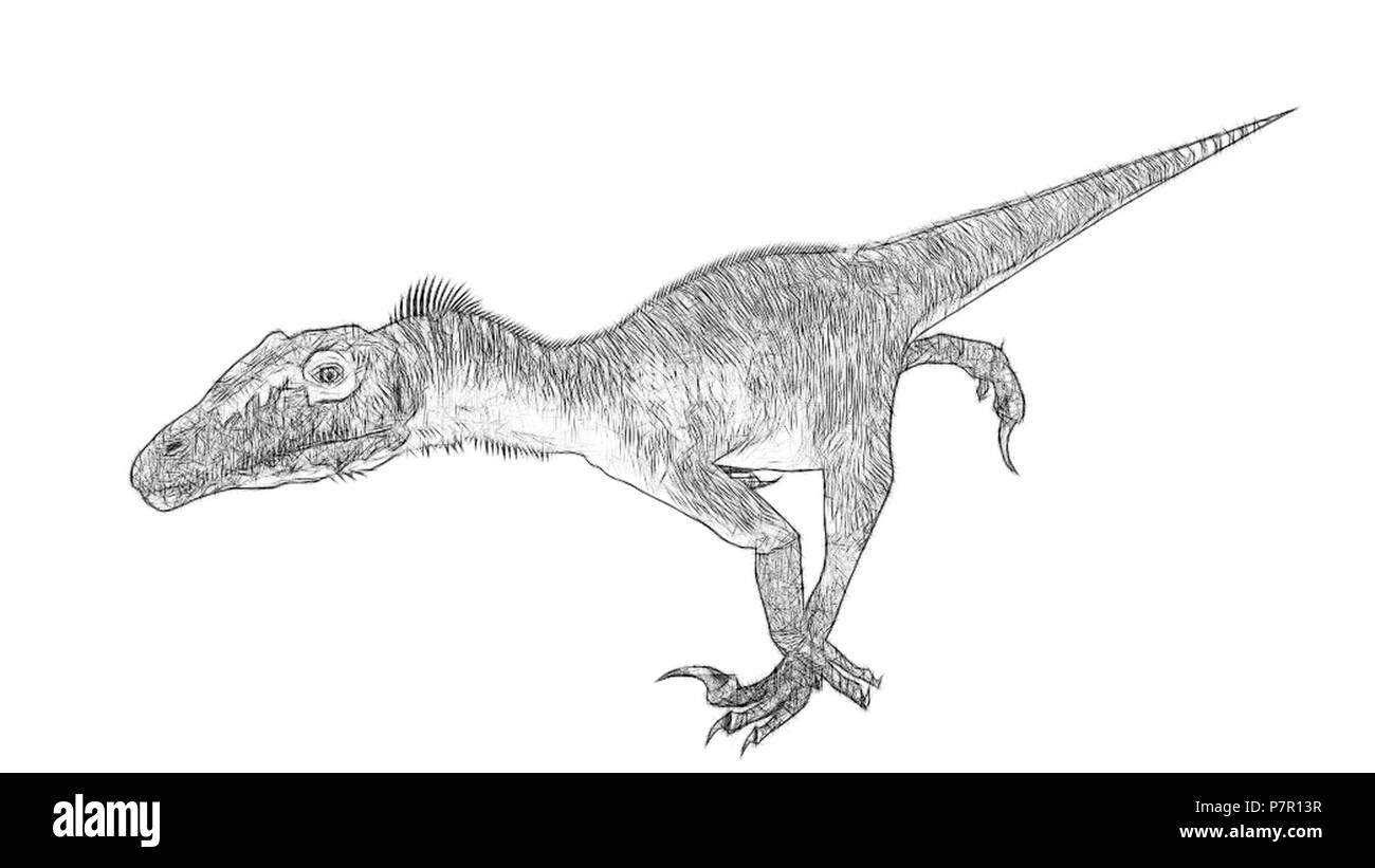 sketch of running utahraptor Stock Photo - Alamy