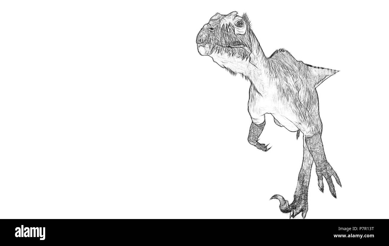 sketch of running utahraptor Stock Photo - Alamy