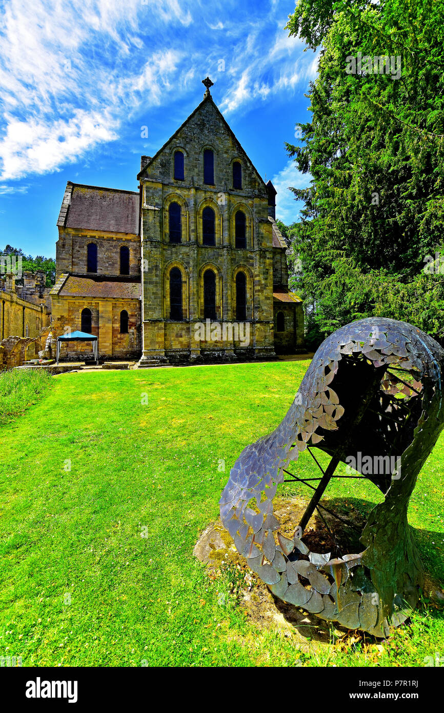 Brinkburn Priory Northumberland bell sculpture by Alison Dale Stock ...