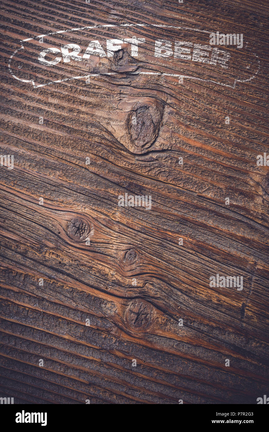 Beer menu on an old wooden plank Stock Photo - Alamy