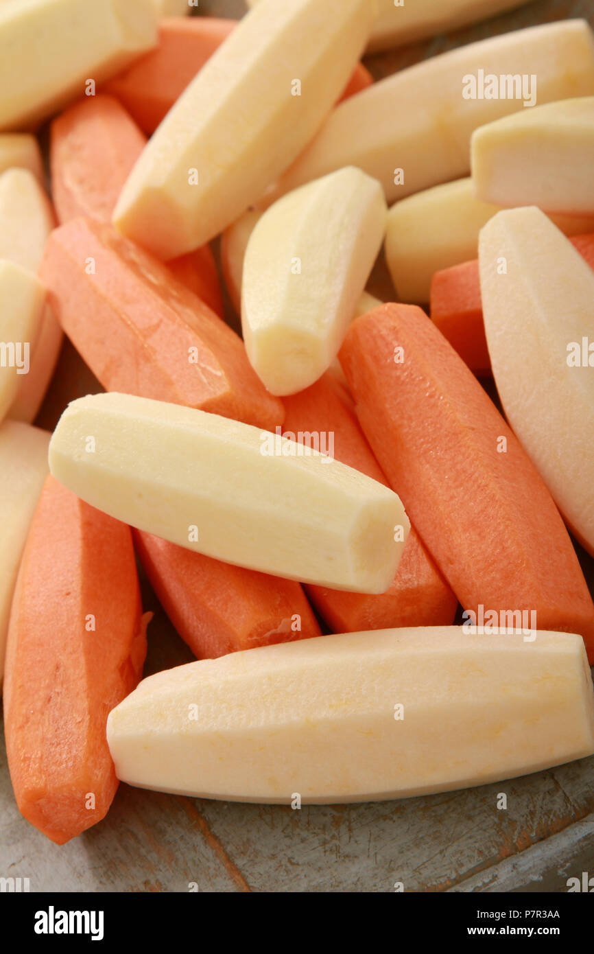 mixed turned vegetables Stock Photo - Alamy