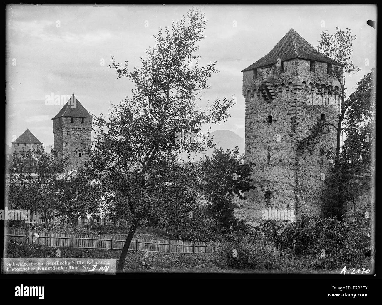 Luzern, Museggmauer, vue partielle; Vue partielle des anciennes ...