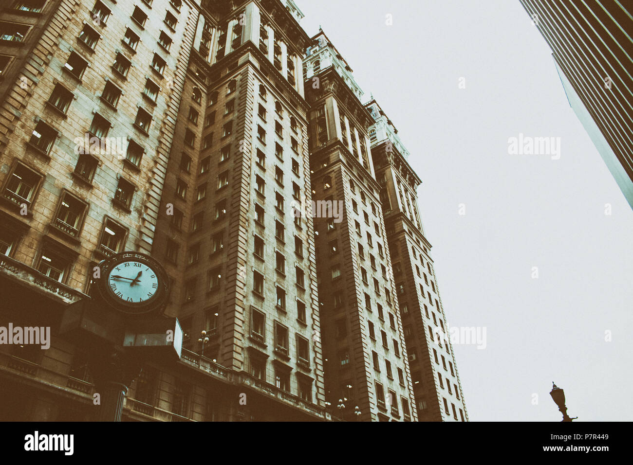 Vintage style image of an old business building in downtown Stock Photo ...