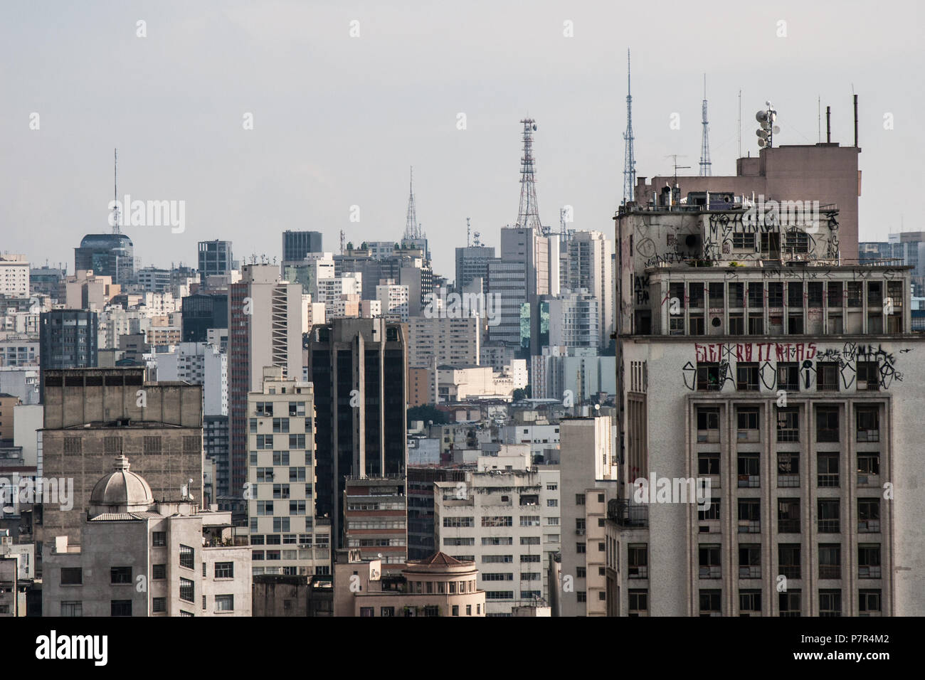 Skyline of the megalopolis from the top of a business building Stock ...