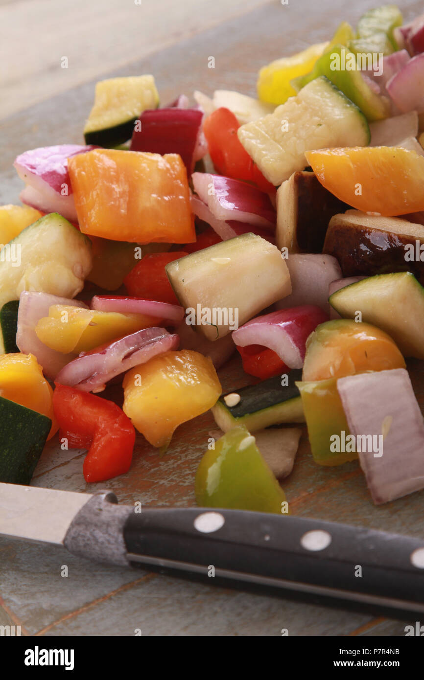 preparing diced vegetables Stock Photo - Alamy