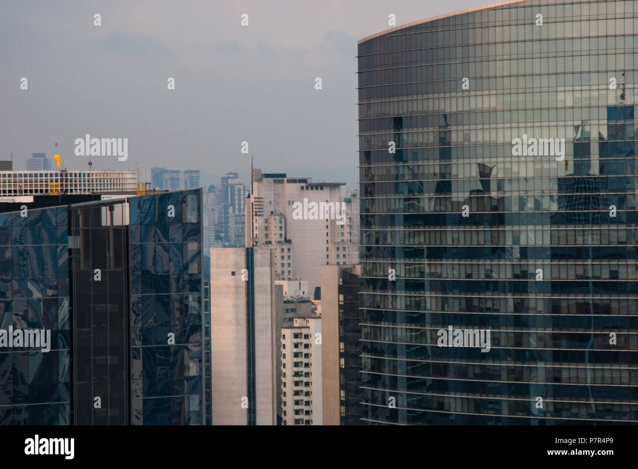 Modern architecture glass buildings view from a tall tower Stock Photo ...