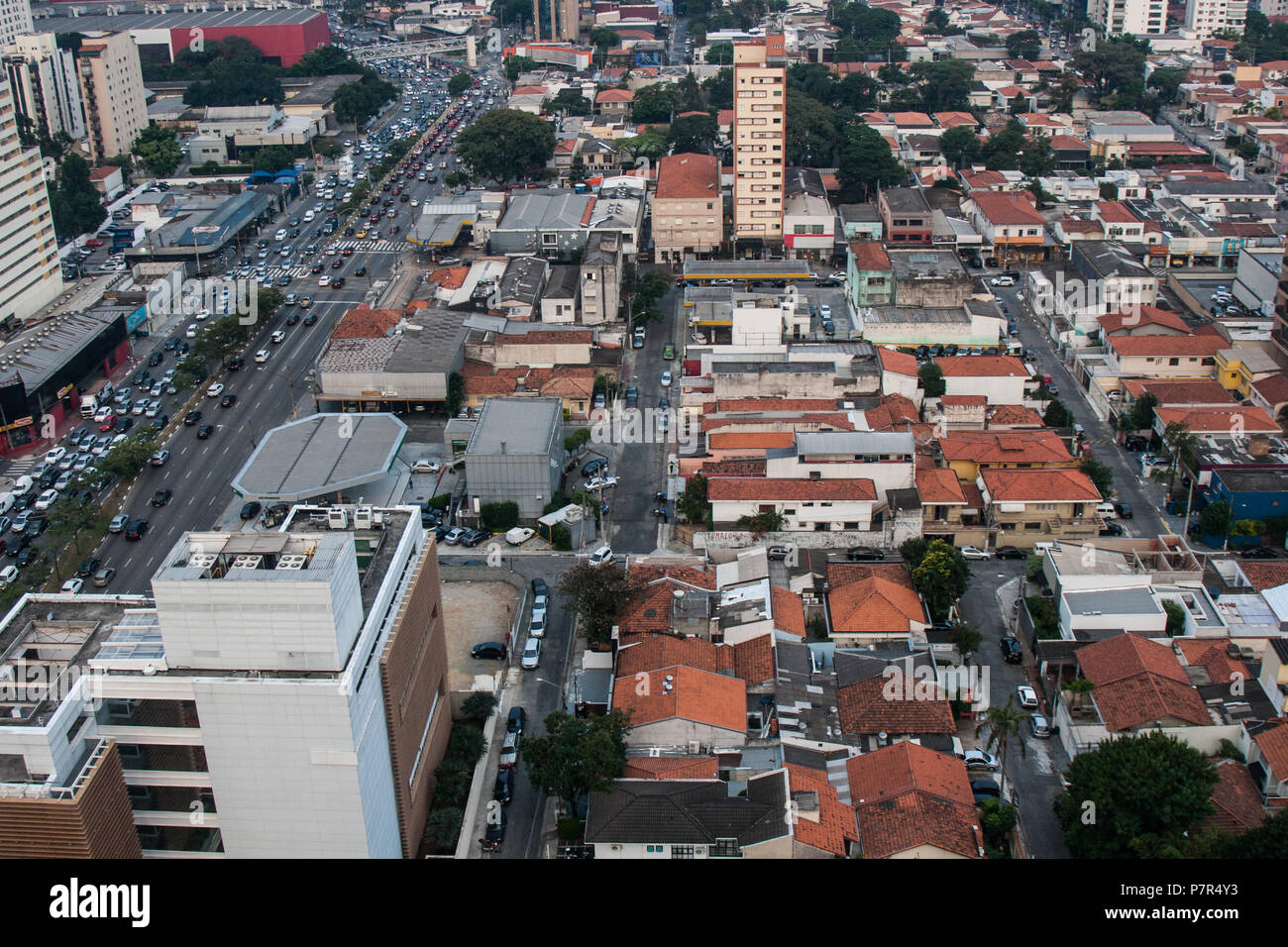 Commercial and residential low buildings view from a tall tower Stock ...