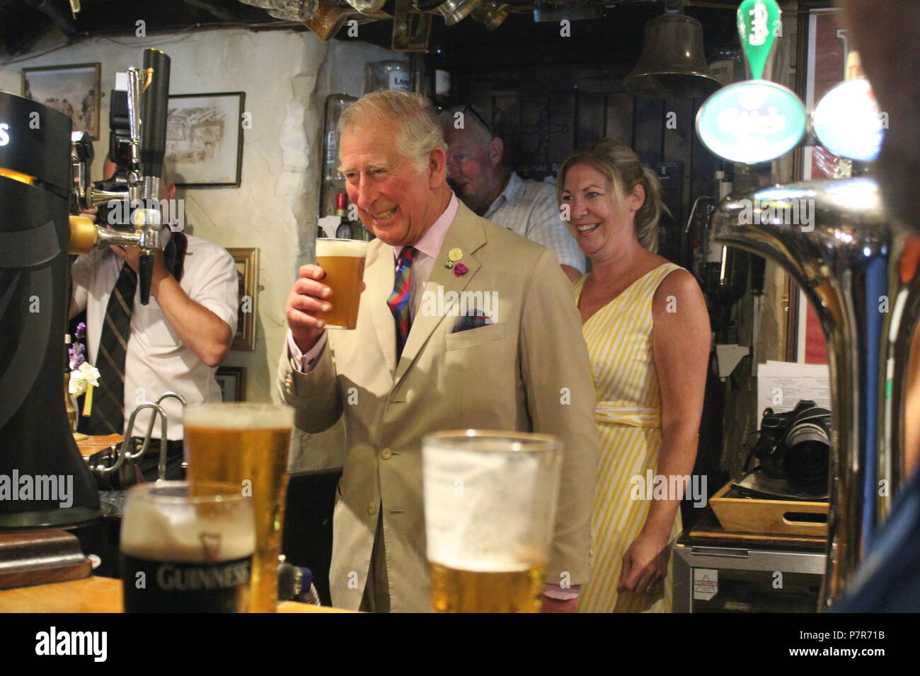Prince Charles visits St Digain church and the Old Stag pub in ...