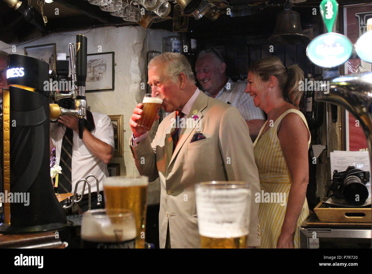 Prince Charles visits St Digain church and the Old Stag pub in ...