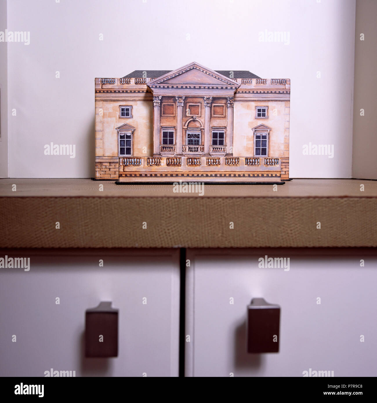 Close-up of model of stately-home with Palladian front Stock Photo - Alamy