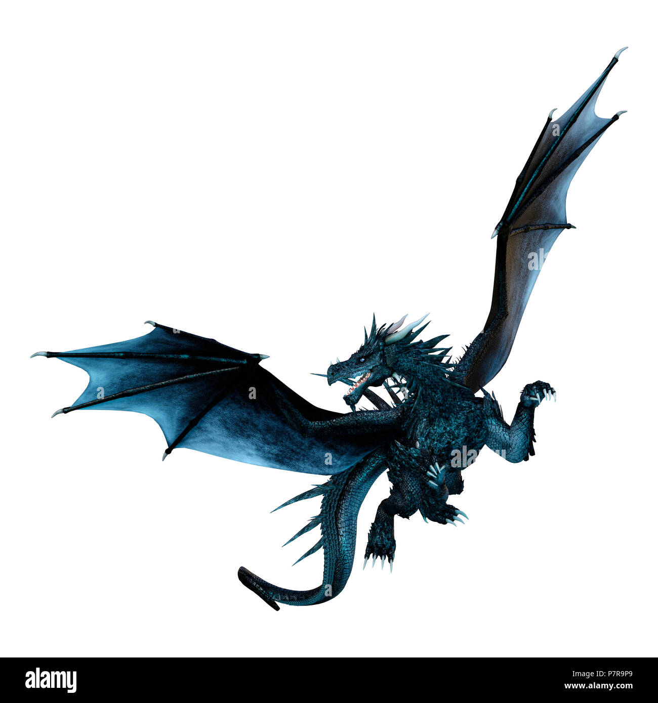 3D rendering of a black fairy tale dragon isolated on white background Stock Photo - Alamy