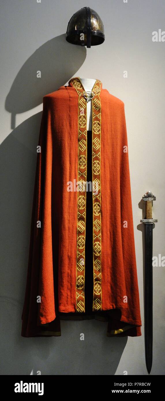Scandinavia. Viking. Clothing with helmet and sword. Norway. Historical ...