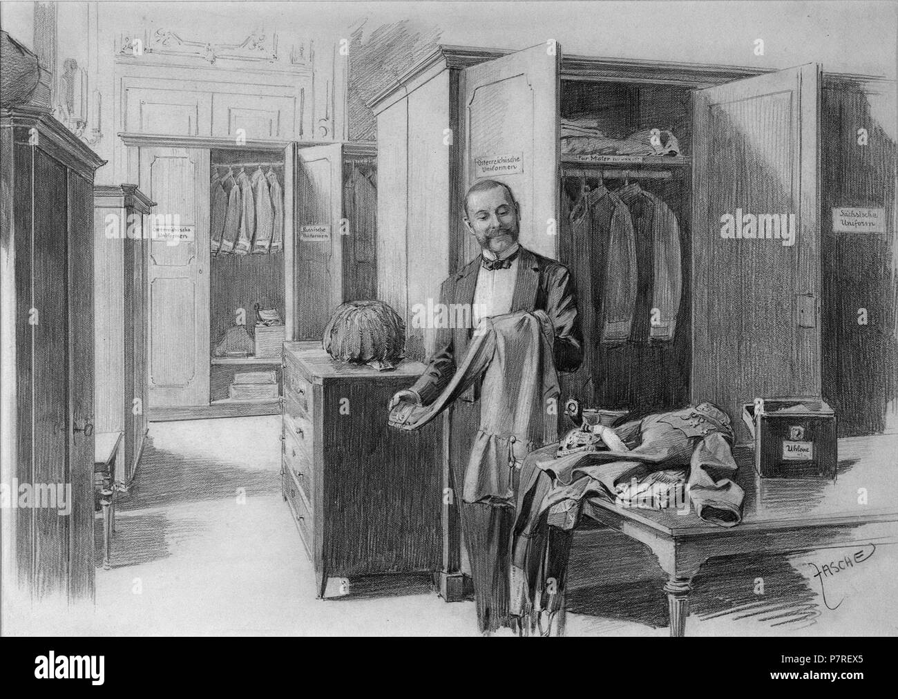 Deutsch: Der Kammerdiener Eugen Ketterl bei seiner Arbeit in der ...