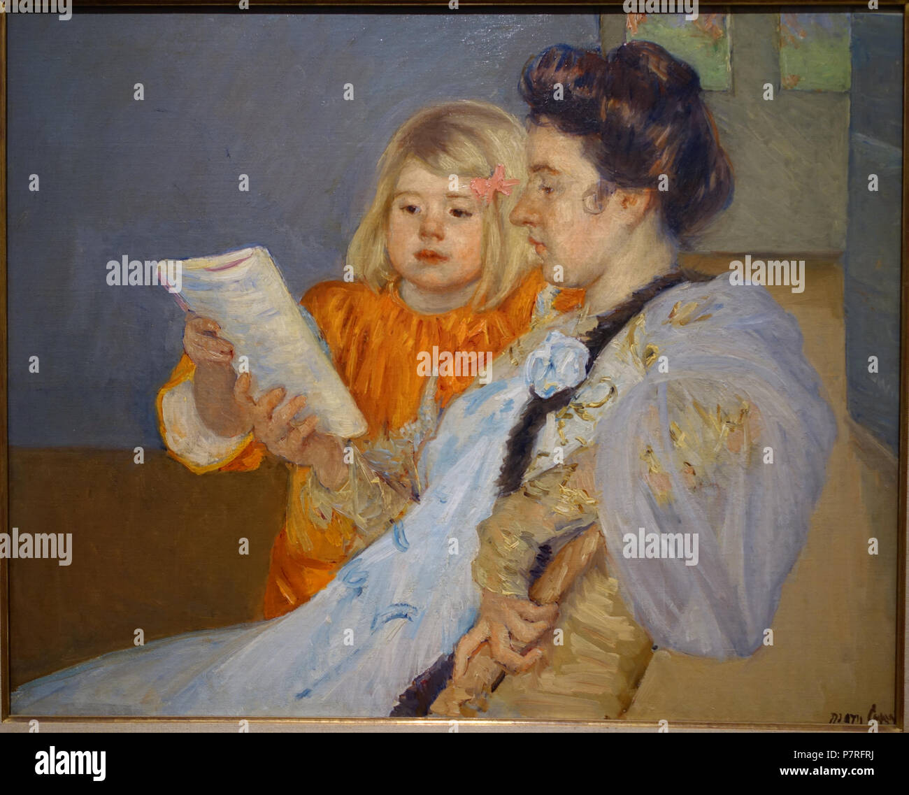 N/A. N/A 371 The Reading Lesson by Mary Cassatt, c. 1901, oil on canvas ...
