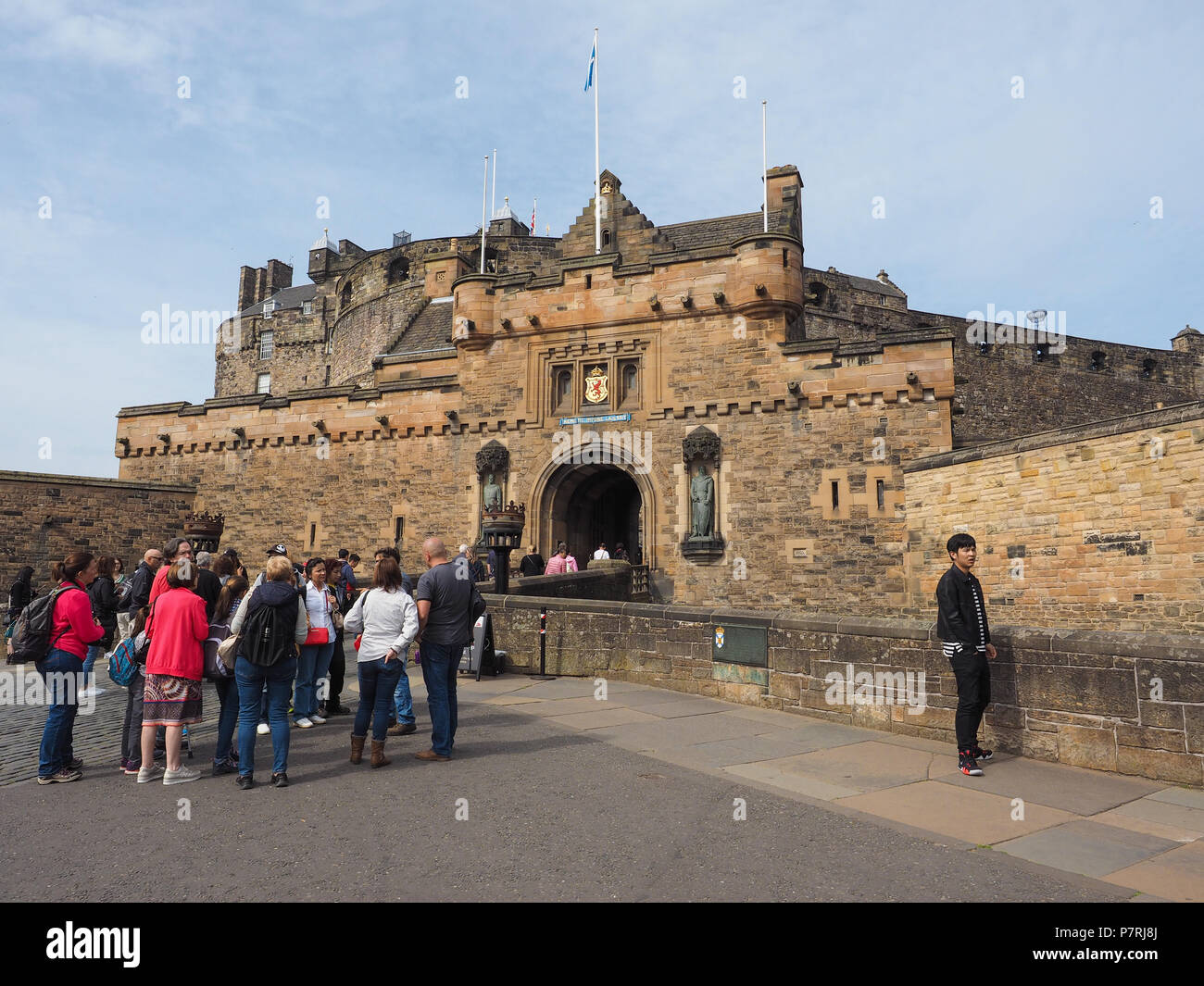 EDINBURGH, UK - CIRCA JUNE 2018: Tourists visiting Edinburgh castle ...