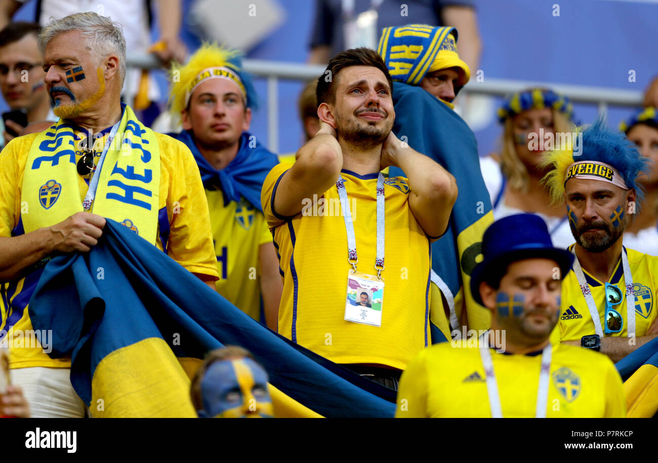 Sweden supporters appear dejected at the end of the FIFA World Cup ...
