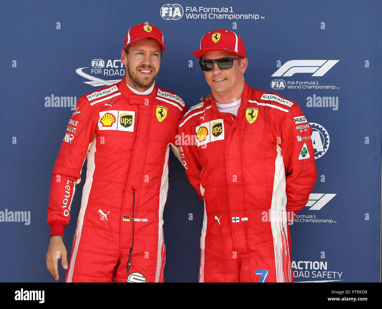 Ferraris' Sebastian Vettel (left) and Kimi Raikkonen after qualifying ...