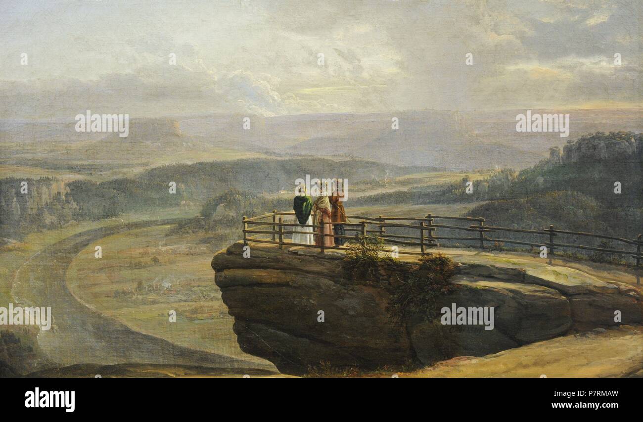 Johan Christian Dahl (1788-1857). Norwegian painter. View from Bastei ...