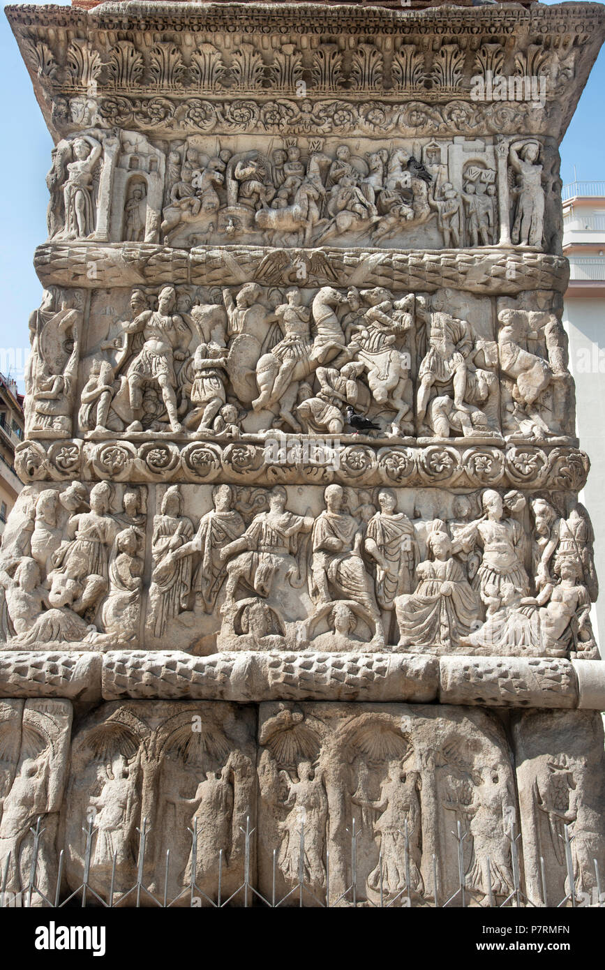 Detail of a carved marble panel on the, Roman, Arch of Galerius on ...