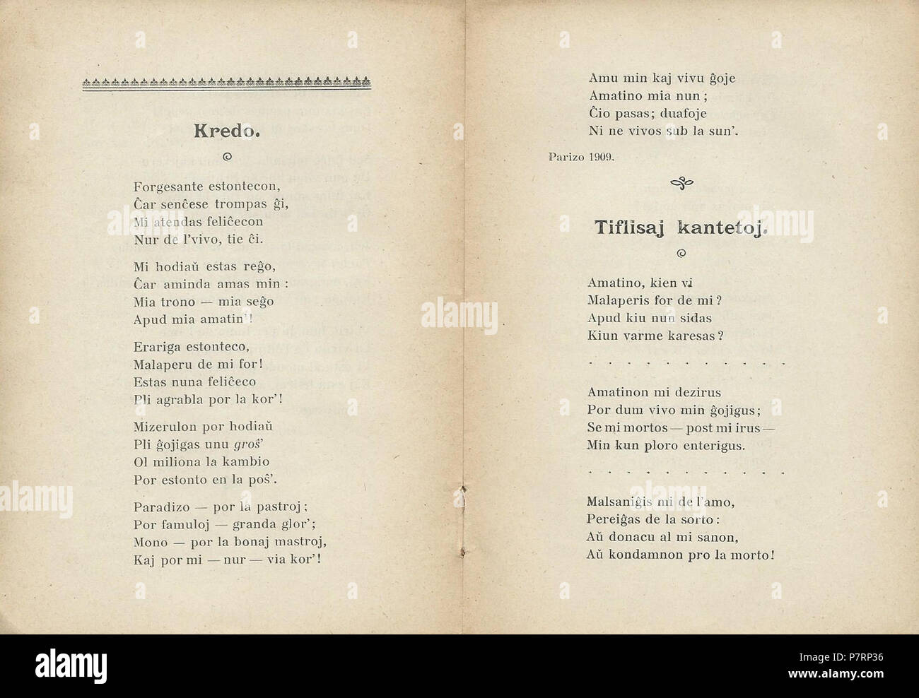 Esperanto: Poemaro . 1911 6 1911 Poemaro Tiflisano 06-07 Stock Photo ...