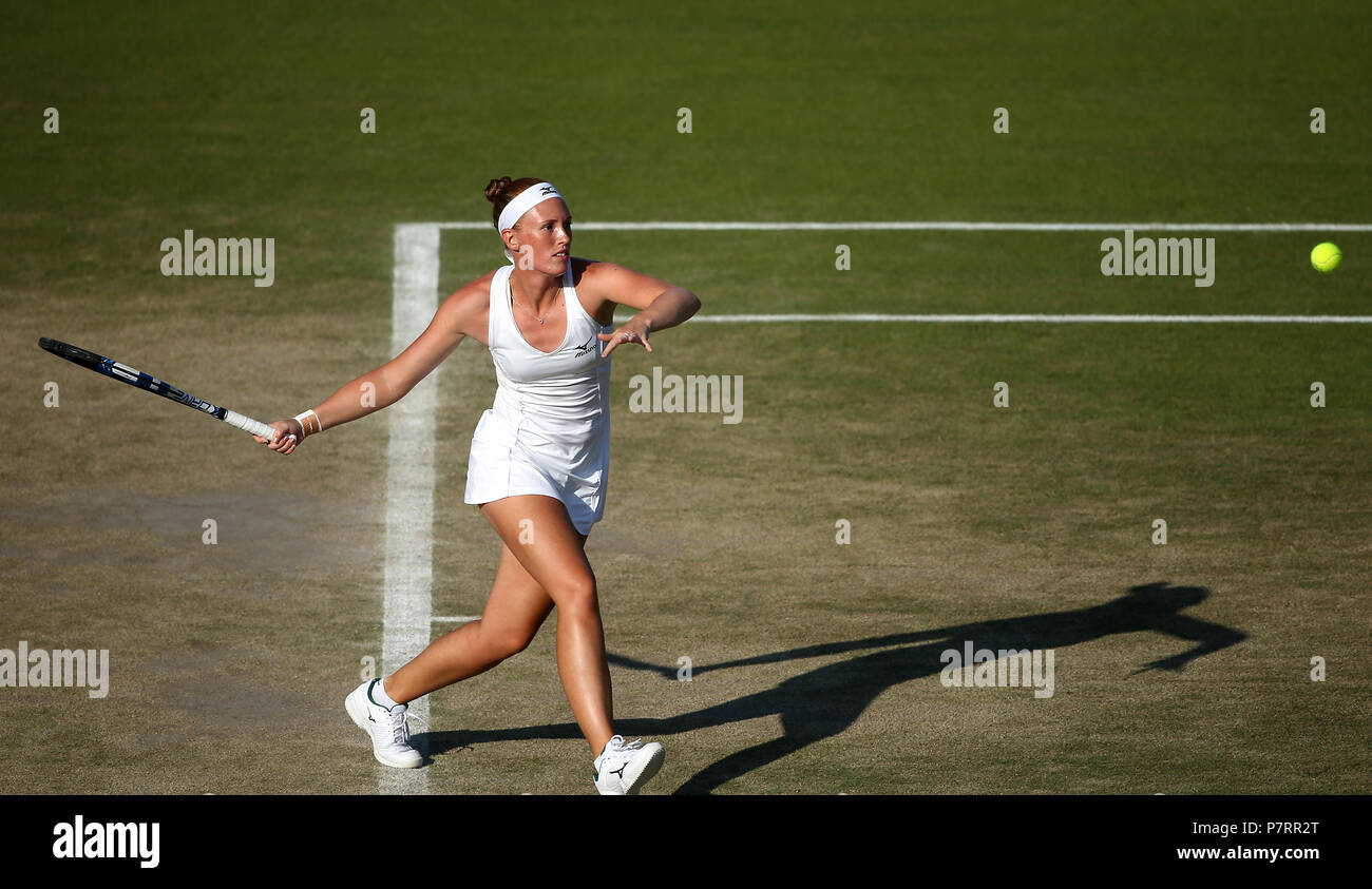 Anna Smith during the doubles on day six of the Wimbledon Championships ...