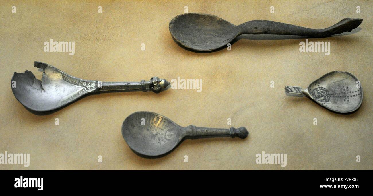 Silver spoon with inscription. 15th century. Spoon with inscription ...