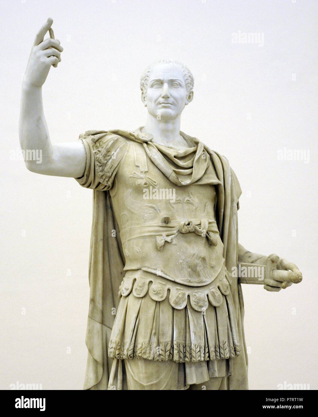 Figure in miliary uniform, with a modern head of Julius Caesar ...