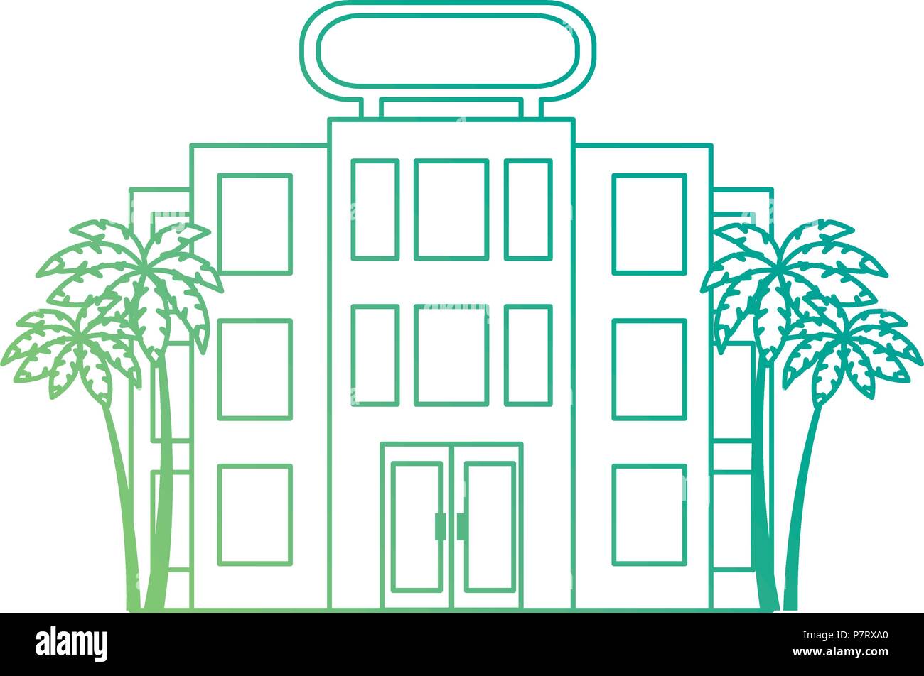 building hotel facade with trees palms Stock Vector Image & Art - Alamy