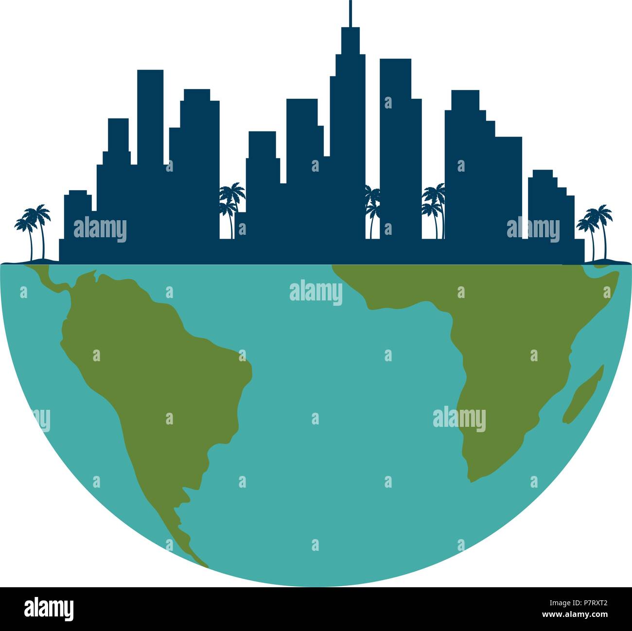 half world with buildings cityscape Stock Vector Image & Art - Alamy