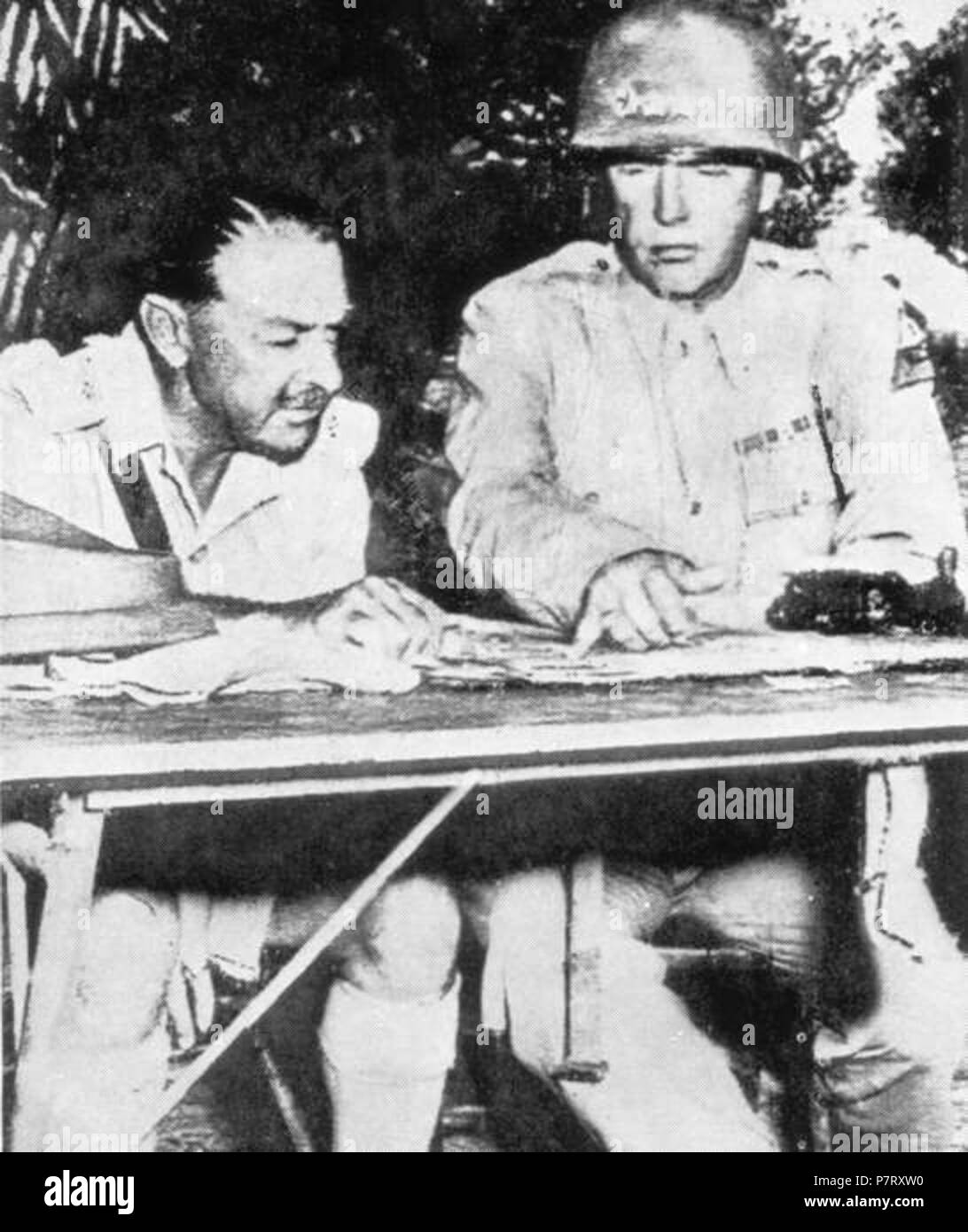 English: General Alexander (left) and General Patton (right) seen ...