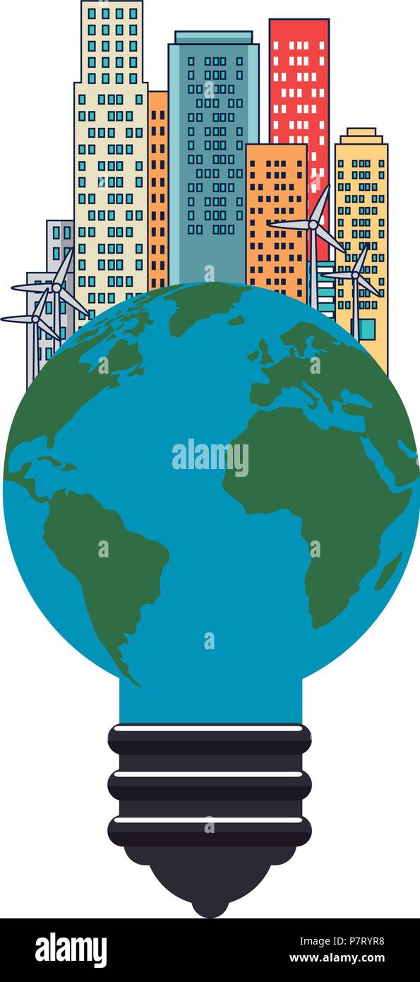 bulb world with buildings cityscape Stock Vector Image & Art - Alamy