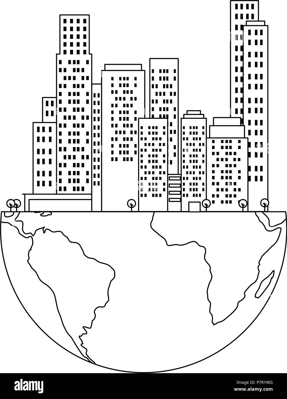 half world with buildings cityscape Stock Vector Image & Art - Alamy