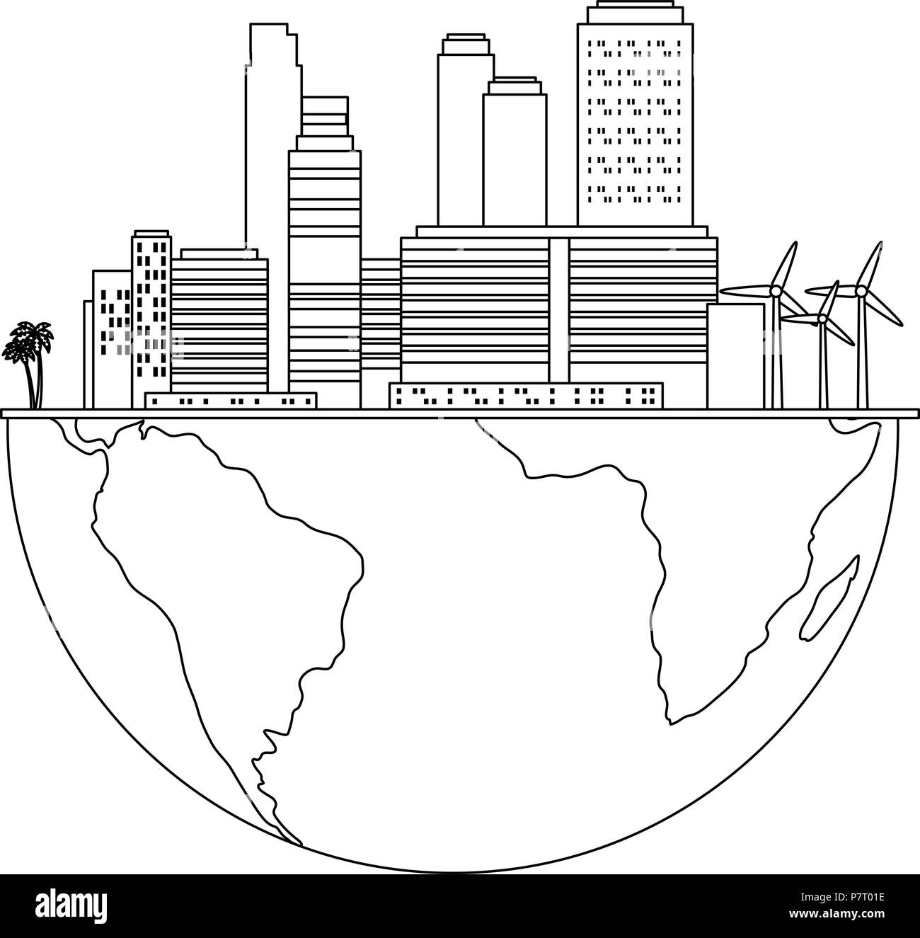 half world with buildings cityscape Stock Vector Image & Art - Alamy