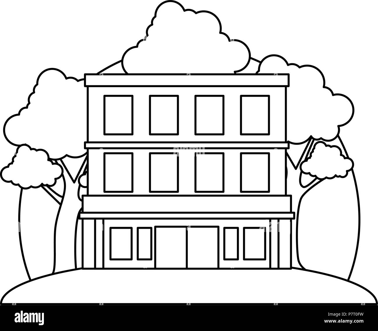 building hotel facade with tree Stock Vector Image & Art - Alamy