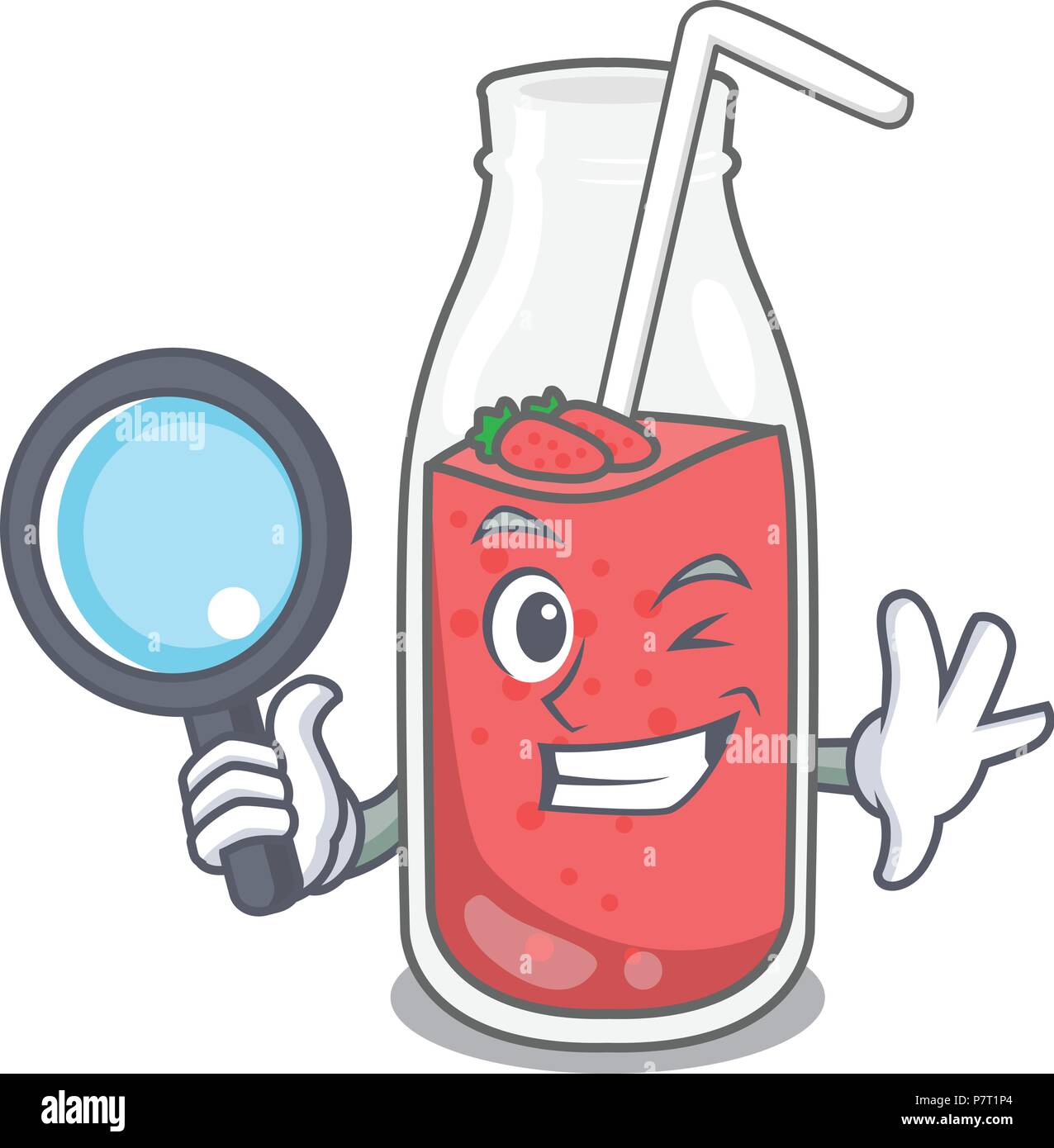 Detective strawberry smoothie character cartoon Stock Vector Image ...